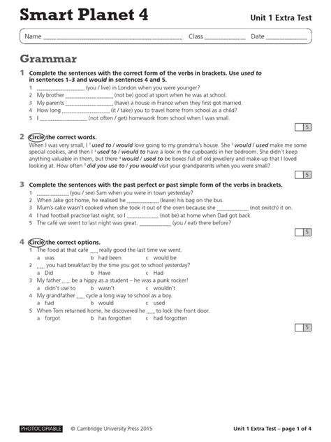 Unit 1 Extra Test Pdf