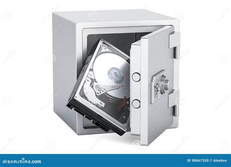 Hard Disk Drive Hdd Inside Safe Box Protection Concept 3d Rend Stock