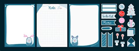 겨울 메모와 스티커 세트입니다 의제 플래너 체크리스트 노트북 카드 및 기타 문구류를 위한 템플릿입니다 노트에 대한 스톡 벡터 아트 및 기타 이미지 Istock