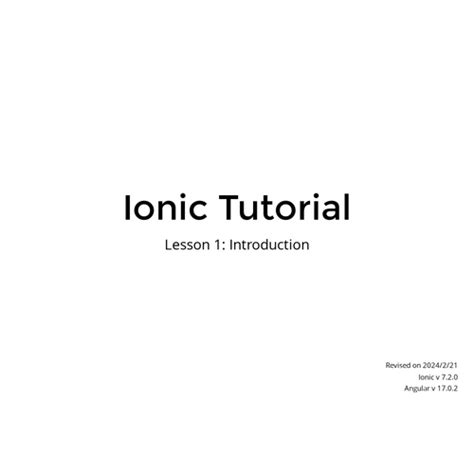 Ionic Tutorial