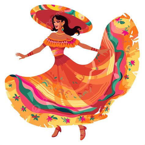 Mexican Dancer Vector Sticker Clipart This Young Mexican Woman Is