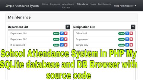 School Attendance System In PHP My SQLite Database And DB Browser With