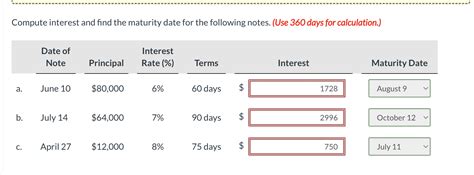 Solved Compute Interest And Find The Maturity Date For The Chegg Com
