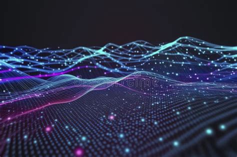 Vector Abstract 3d Big Data Visualisation Blockchain Data Fields Concept Of Ai Technology And