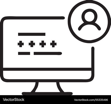 User Typing Login And Password On Computer Screen Vector Image