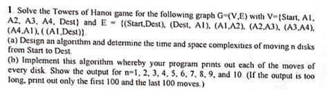 Solved 1 Solve The Towers Of Hanoi Game For The Following