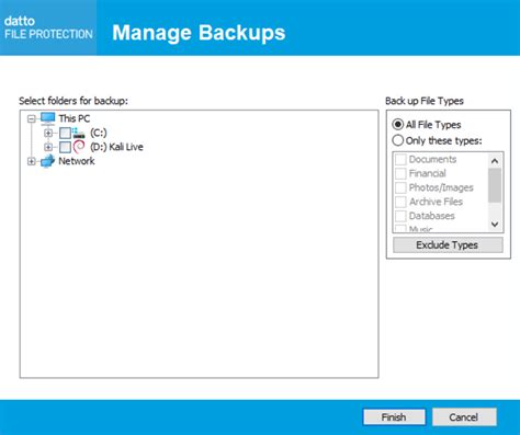 File Protection Server Manage Backups