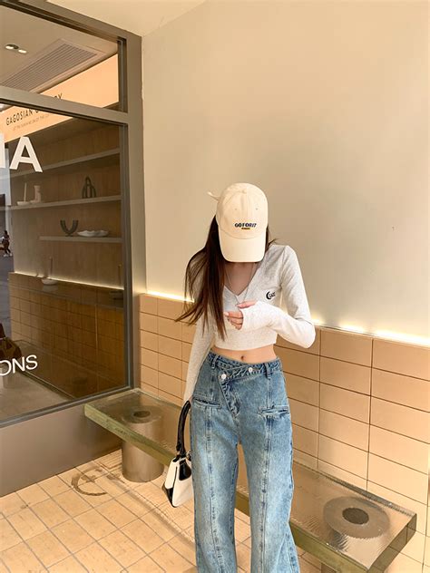 시크온미 여자 청통바지 단추 랩 절개 포켓 와이드 와일드 데님 팬츠 통청바지 중청 44사이즈 부터