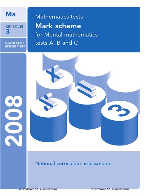 Ks3 Mathematics 2008 Marking Scheme Mental Mathematics Pdf Numbers Odds