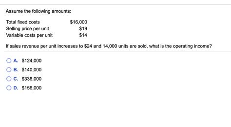 Solved Assume The Following Amounts 16000 19 Total Fixed