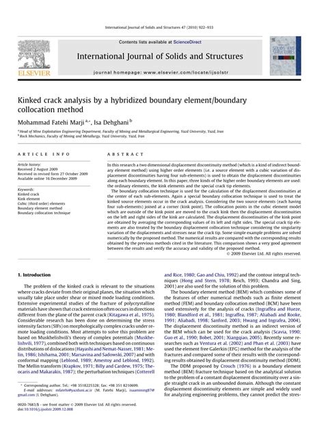 pdf kinked crack analysis by a hybridized boundary element boundary