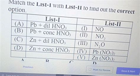 Match The List I With List II To Tind Out The StudyX