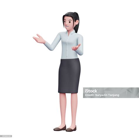 비즈니스 여성 말하는 포즈 3d 렌더링 비즈니스 여성 캐릭터 일러스트 레이 션 경영자에 대한 스톡 사진 및 기타 이미지 경영자 귀여운 기업 비즈니스 Istock