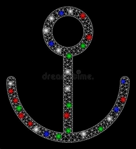 Bright Mesh Wire Frame Anchor With Flare Spots Stock Vector Illustration Of Flash Mesh 162433046