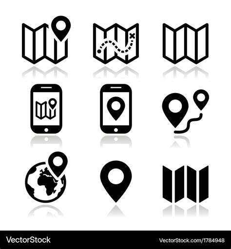 Map Travel Icons Set Royalty Free Vector Image