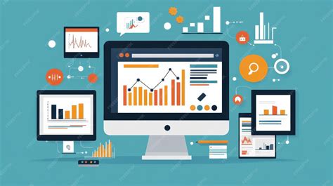 Data Analysis And Insights On Desktop With Charts And Graphs Premium Ai Generated Image