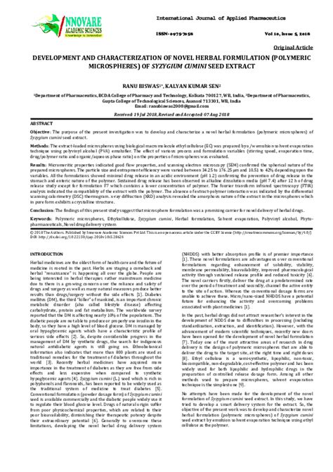 Pdf Development And Characterization Of Novel Herbal Formulation