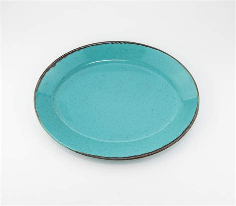 Тарілка овальної форми Porland Seasons Turquoise 112131 31см Овальна тарілка Гарний посуд для
