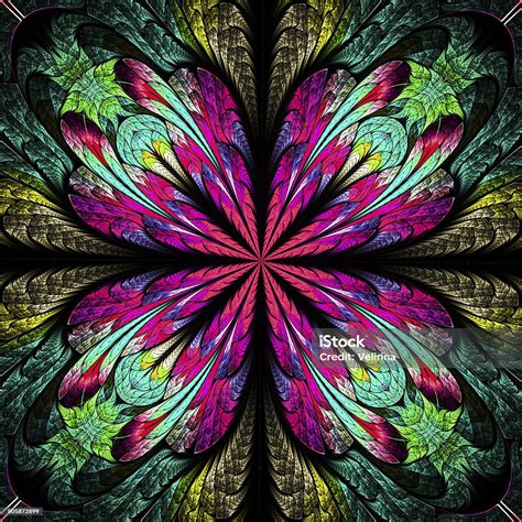 대칭적입니다 패턴 때묻은유리컵 창쪽 주말뿐이라도 자주색 및 녹색 팔레트 개발에 대한 스톡 벡터 아트 및 기타 이미지 개발 꽃 식물 꽃무늬 Istock