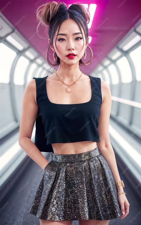 Premium Photo Beautiful Cutie Asian Woman Posing In Transport Train Generative Ai