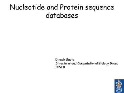 PPT Nucleotide And Protein Sequence Databases PowerPoint Presentation ID