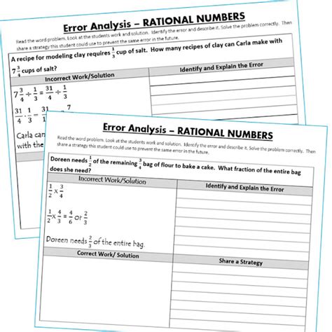 Exceeding The Core Rational Numbers Bundle Task Cards Error Analysis