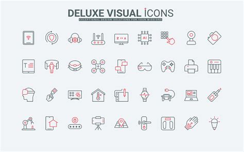Ai 컴퓨터 및 노트북 휴대폰 및 태블릿 로봇 라인 아이콘 세트를 사용하는 스마트 장비 데스크탑 컴퓨터에 대한 스톡 벡터 아트 및 기타 이미지 Istock
