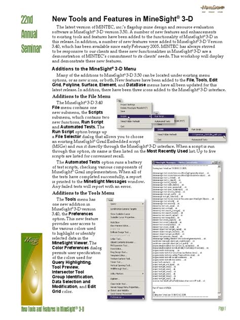 New Tools And Features In Minesight 3 D Pdf Menu Computing Icon