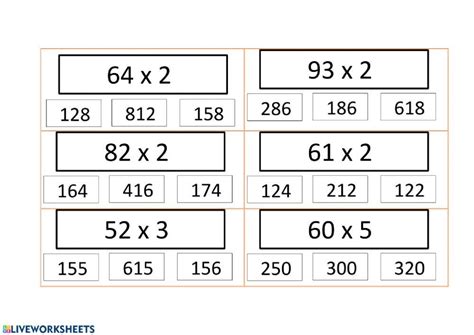 Multiplicaciones Matemáticas Exercise Live Worksheets