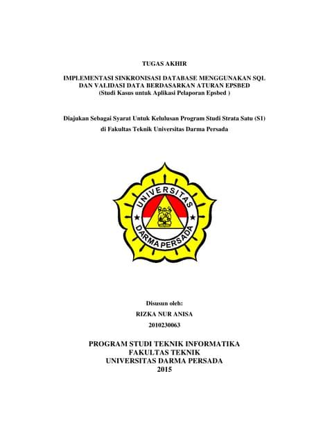 Implementasi Sinkronisasi Database Menggunakan Sql Dan Validasi Data Berdasarkan Aturan Epsbed