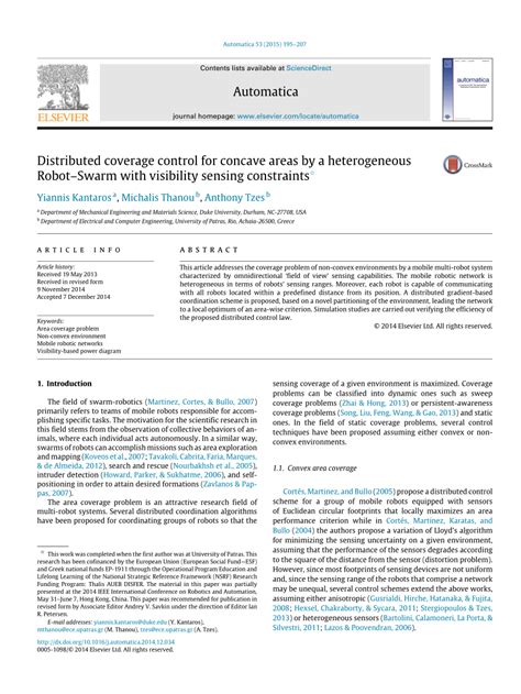 pdf distributed coverage control for concave areas by a heterogeneous