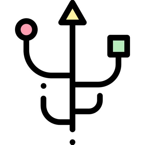Usb Connector Detailed Rounded Lineal Color Icon