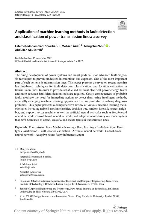 Application Of Machine Learning Methods In Fault Detection And