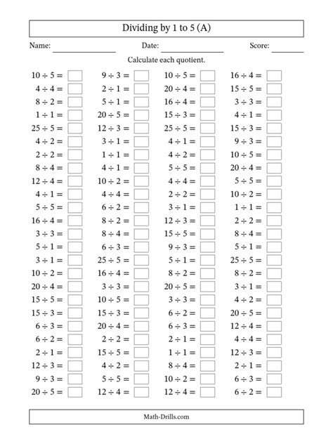 Division Facts 0105 0105 0 0011669767358 Pdf Division Mathematics Arithmetic