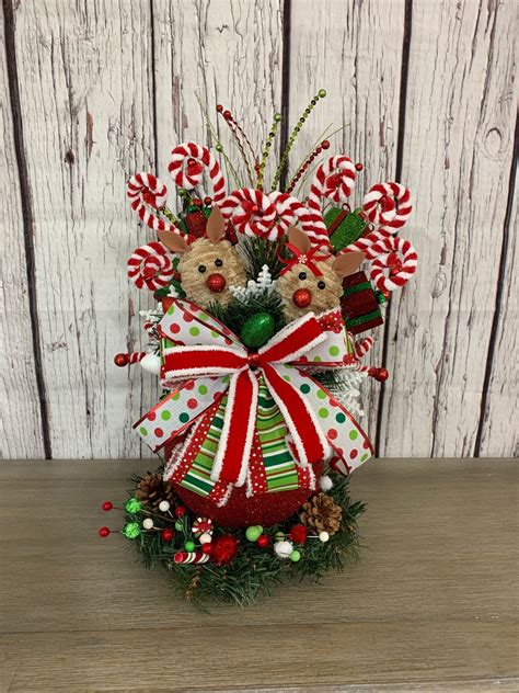 Christmas Centerpiece Christmas Reindeer Table Decor Centerpiece