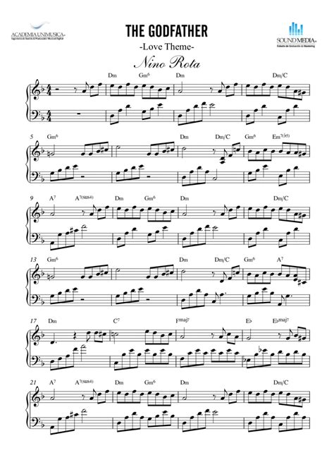The Godfather Main Theme By Nino Rota Sheet Music For Piano And Vocal