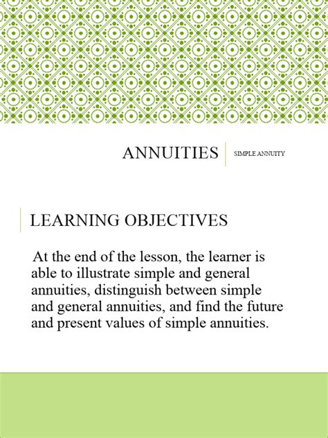 Gen Math Lesson 25 Annuities Pdf Interest Present Value