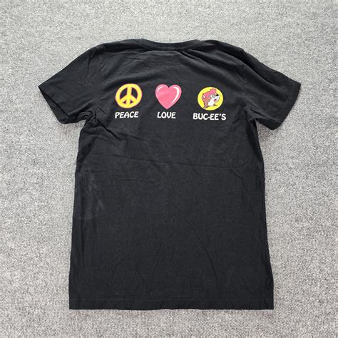 Buc Ees Mens Tshirt Peace Love Buc Ees Black Sz Medium Gem