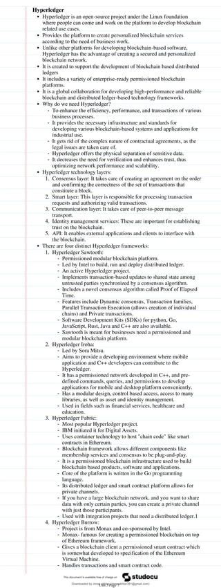 Blockchain Technology Unit Notes Pdf For Engineering Students PDF