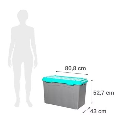 Baúl Megaforte Con Ruedas 123 Lts Gris Turquesa Cruzeiro Gomas