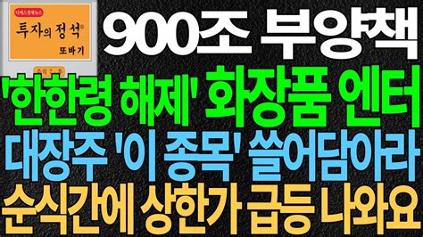 화장품 엔터 대장주 900조 부양책 한한령 해제 화장품 엔터 대장주 이 종목 쓸어 담아라 순식간에 상한가 급등 나와요 주가전망 목표가 디에스경제뉴스 또바기
