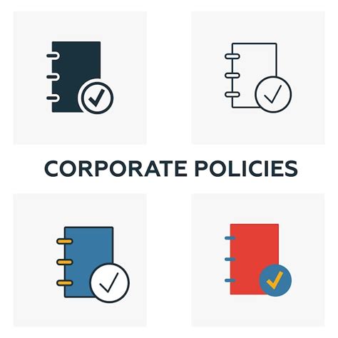 Premium Vector Corporate Policies Icon Set Four Elements In Diferent Styles From Business
