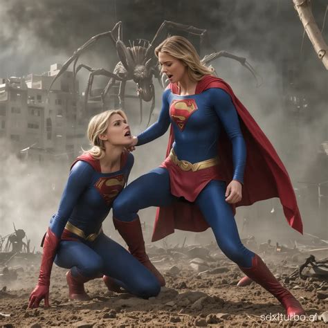 Supergirl Confronting Giant Spider In Superman Costume Sdxl Free Online