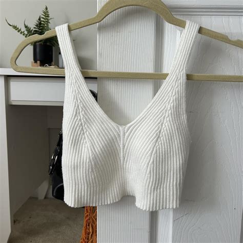 White Knit Crop Top Sooo Cute But Ive Never Worn This Depop