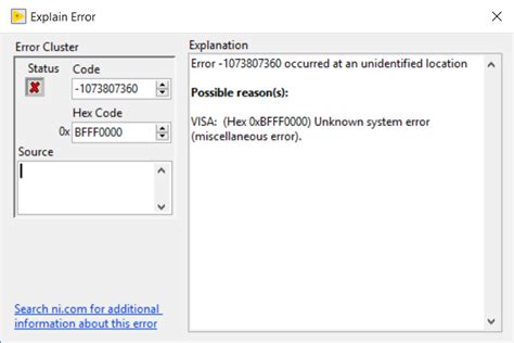 I Got This Error 1073807360 Occurred At Visa Clear In Labview