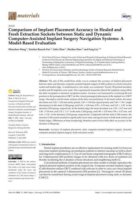 Pdf Comparison Of Implant Placement Accuracy In Healed And Fresh Extraction Sockets Between