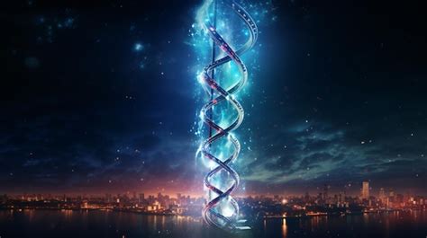 Premium Photo Dna Rotation Molecule On Futuristic Shiny Copy Space