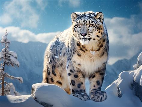 Ai Generated Illustration Wildlife Concept Of Snow Leopard Stock