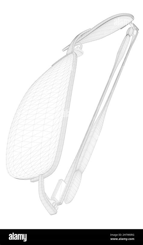 Wireframe Of Folded Glasses From Black Lines Isolated On White Background Perspective View 3d