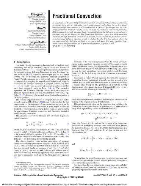 Pdf Fractional Convection